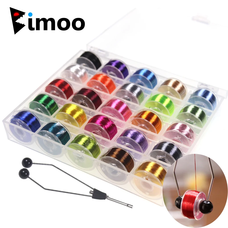 Bimoo 200D 25 Spools Fly Tying Thread Thin Jig Small Flies Midge Tying ...