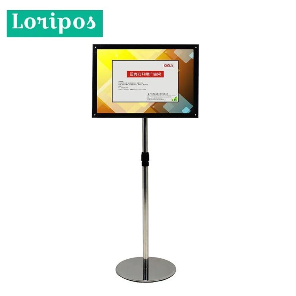 A3 Adjustable Poster Pemegang Floor Stand Acrylic Bingkai Iklan Poster ...