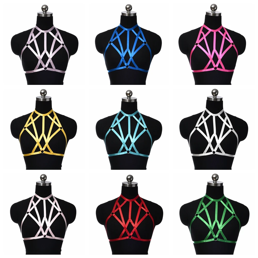 Women-Pastel-Goth-Body-Harness-Bra-Hollow-Body-Cage-Adjustable-Sexy ...