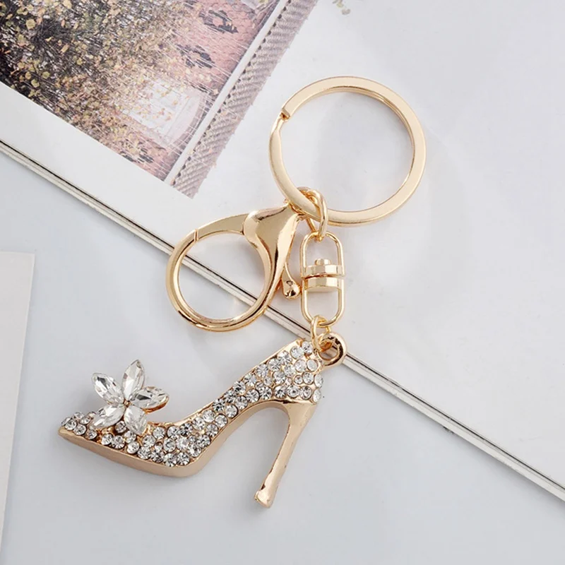 High Heel Shoe Keychain Rhinestone Crystal Purse Car Key Chain Bag ...