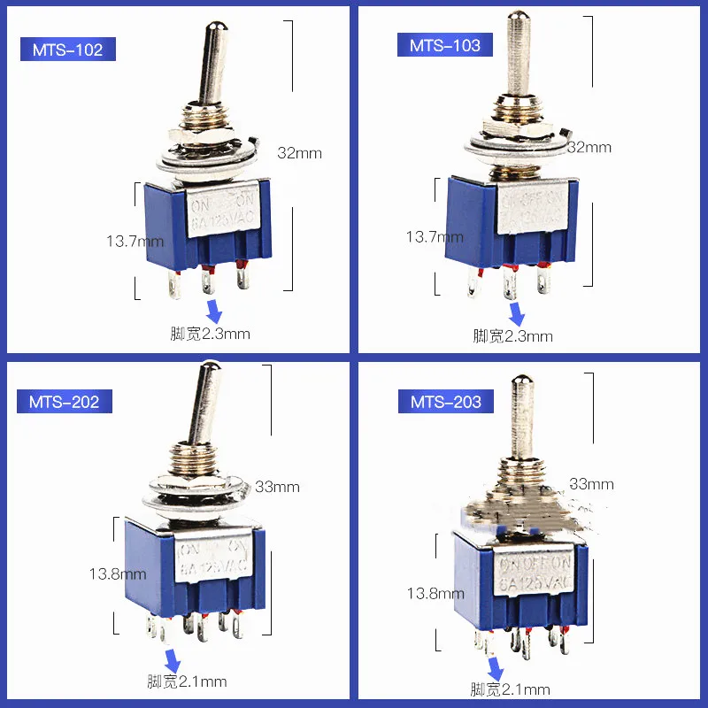 10PCS-Toggle-switch-MTS-102-103-202-203-3-feet-6-feet-two-three-gears ...