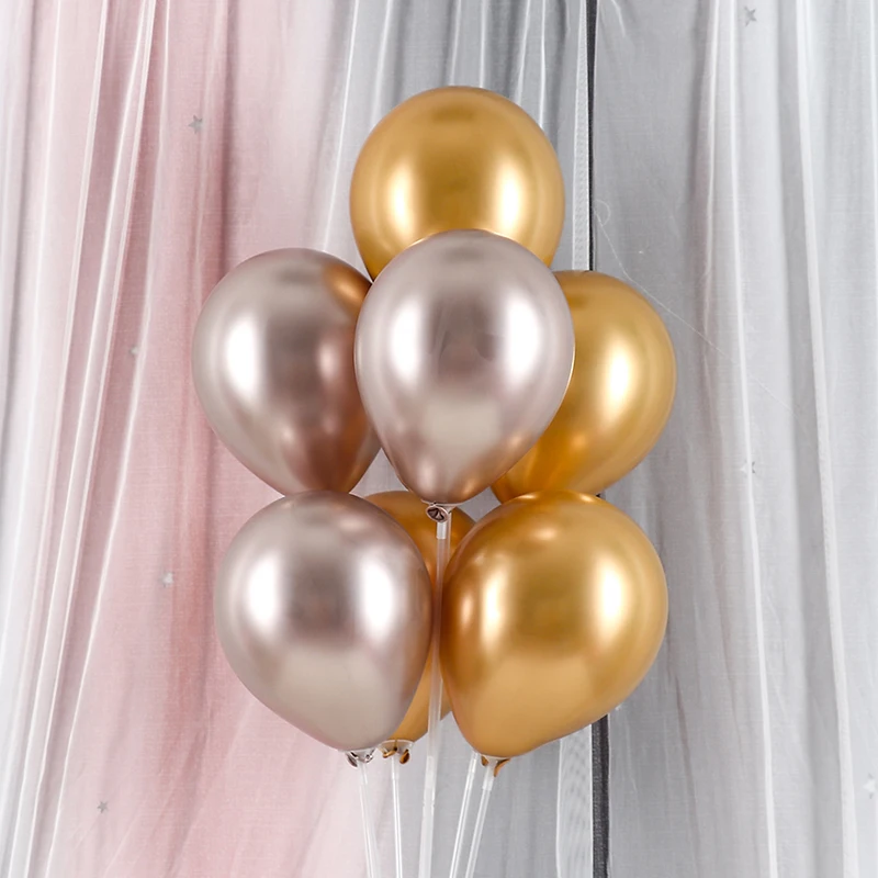 10 globos de látex metálicos de 12 pulgadas de color dorado y plateado ...