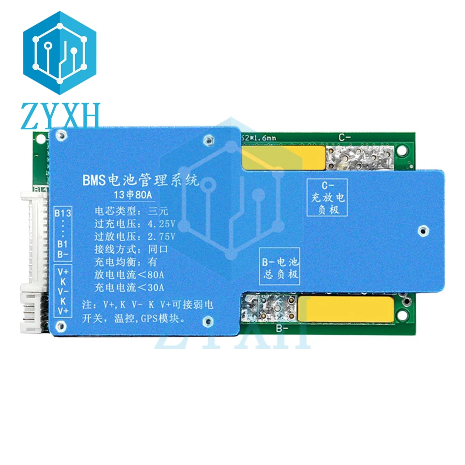 BMS-13S-48V-50A-60A-80A-3-7V-Lithium-18650-Battery-Packs-Balancer ...