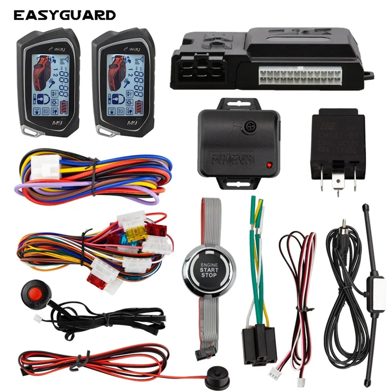 EASYGUARD 2 Way Car Alarm System LCD Display auto Start push engine ...