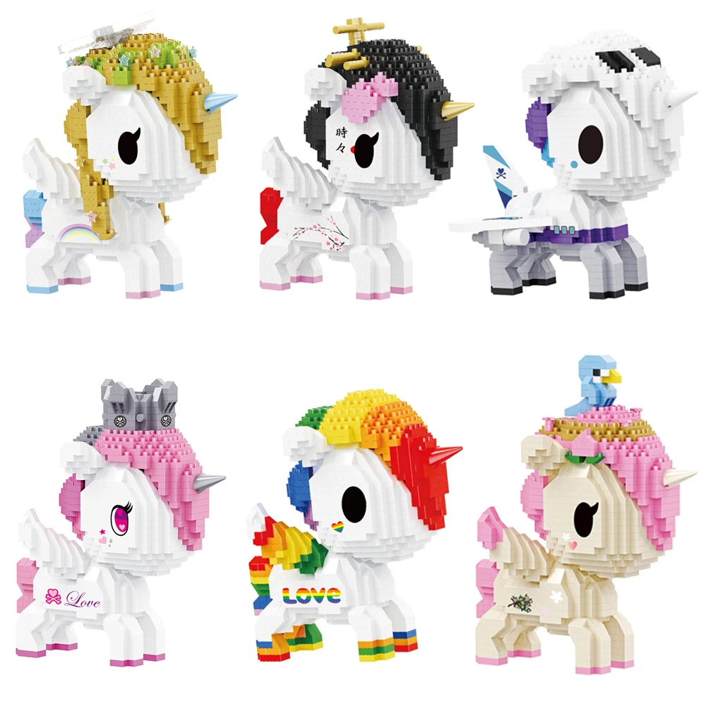 871pcs-Cartoon-Rainbow-Unicorn-Building-Blocks-Pony-Micro-Bricks-Cute ...