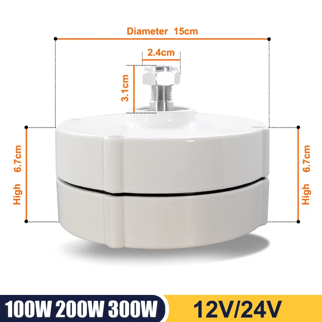 Generators 100W 200W 300W Low Speed 12V 24V 3 Phase Gearless Permanent ...