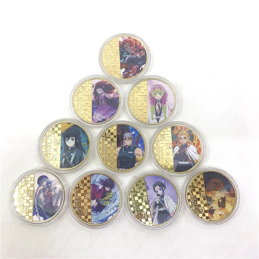 10 types select Japan Anime Demon Slayer gold coin Kamado Tanjirou ...