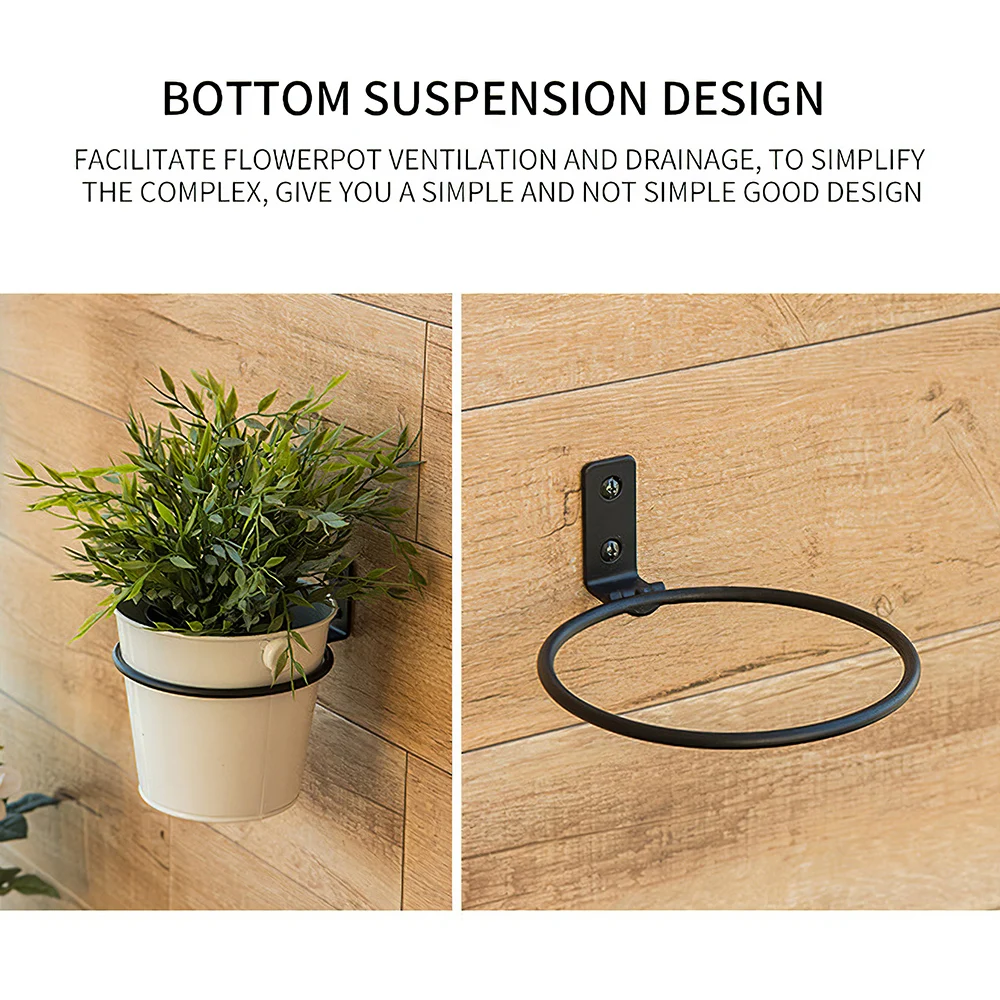 3pcs Wall Mount Flower Pot Ring Balcony Flower Rack Iron Flower Pot ...