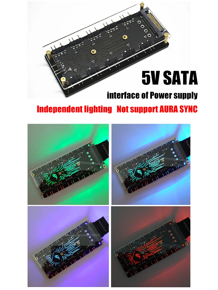 5V Hub MOD Computer Lighting 1in10 SATA Power Interface 5V3PIN ARGB ...