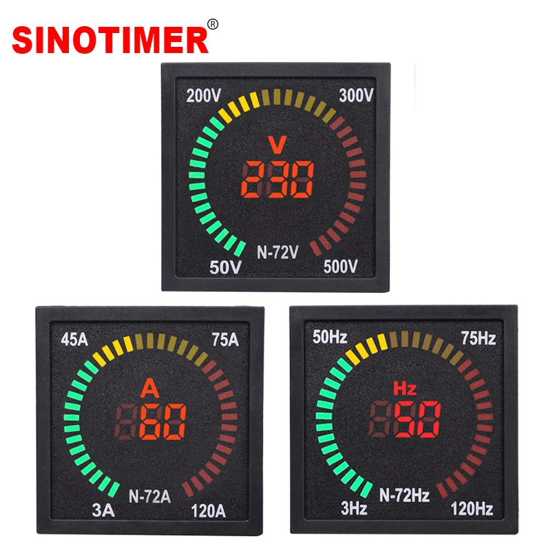 Square Led Digital Voltmeter Ammeter Frequency Hz Current Volt Voltage ...