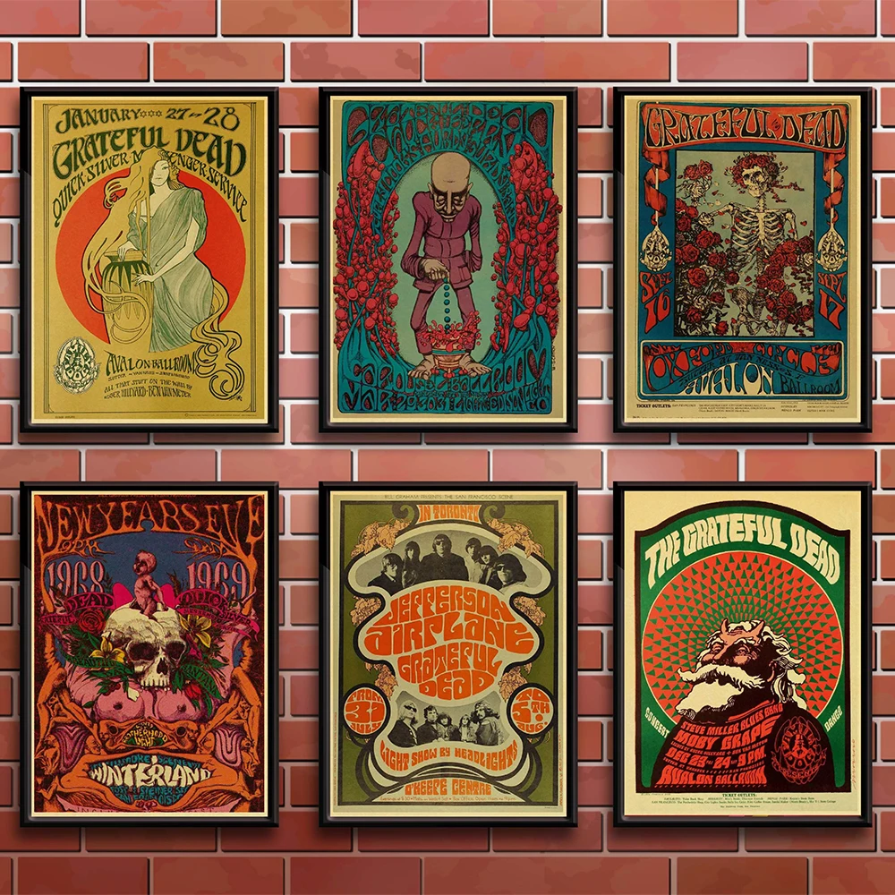 Grateful Dead Psychedelic Rock Band Abstract Poster Retro Music Print ...