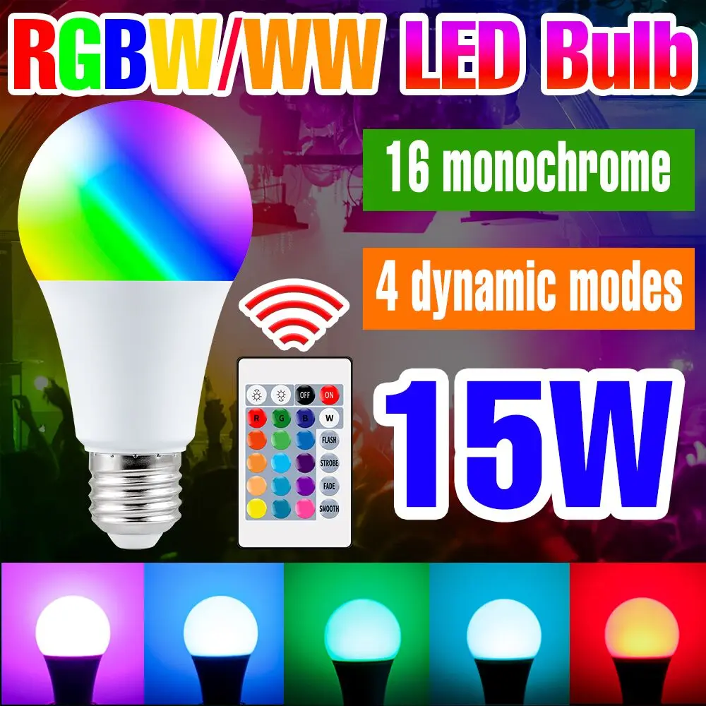 16Color Smart Lamp RGB Led 110V RGBW Magic Bulb Changing Led Dimmable ...