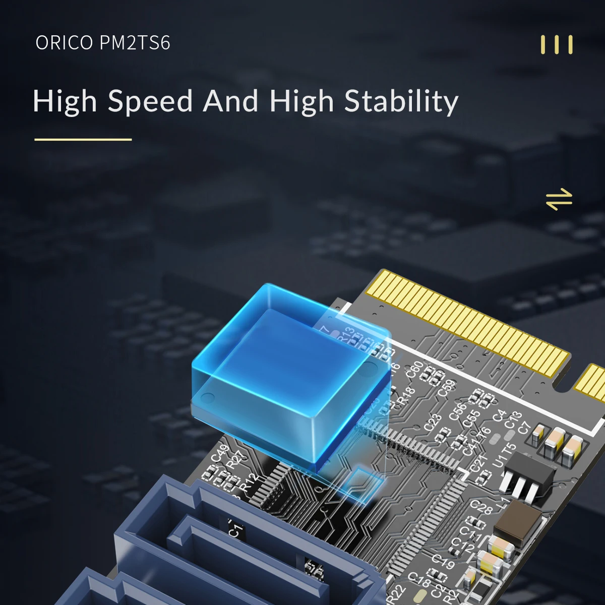 ORICO PCIe Gen3 M.2 M Key to 6 Ports SATA 3.0 Adapter Card NVMe to SATA ...