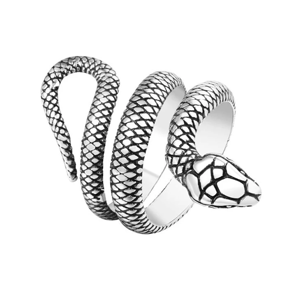 Stainless Steel Vintage Snake Ring Jewelry Women Men Animal Python Rings Jewellery Gift Size 7 