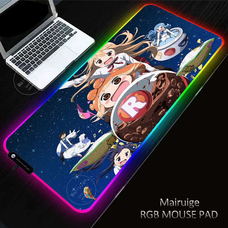 Anime Girl LED Light Gaming Naruto Mouse Pad RGB Large Keyboard Cover ...
