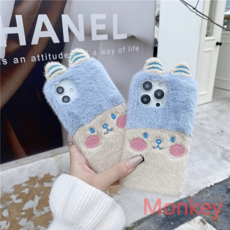 Cute Cartoon 3d Fur Plush Phone Soft Case For OPPO A5 A9 A31 A53 A73 ...
