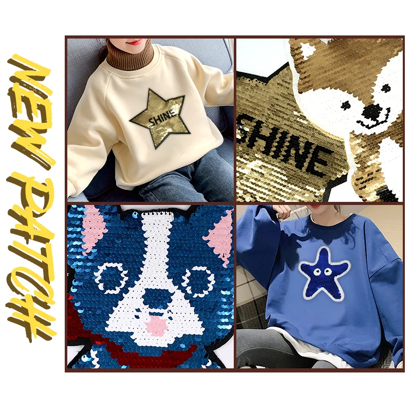 Fashion Sequin Embroidered Patch Children Kid Clothes Stripe Sweater ...