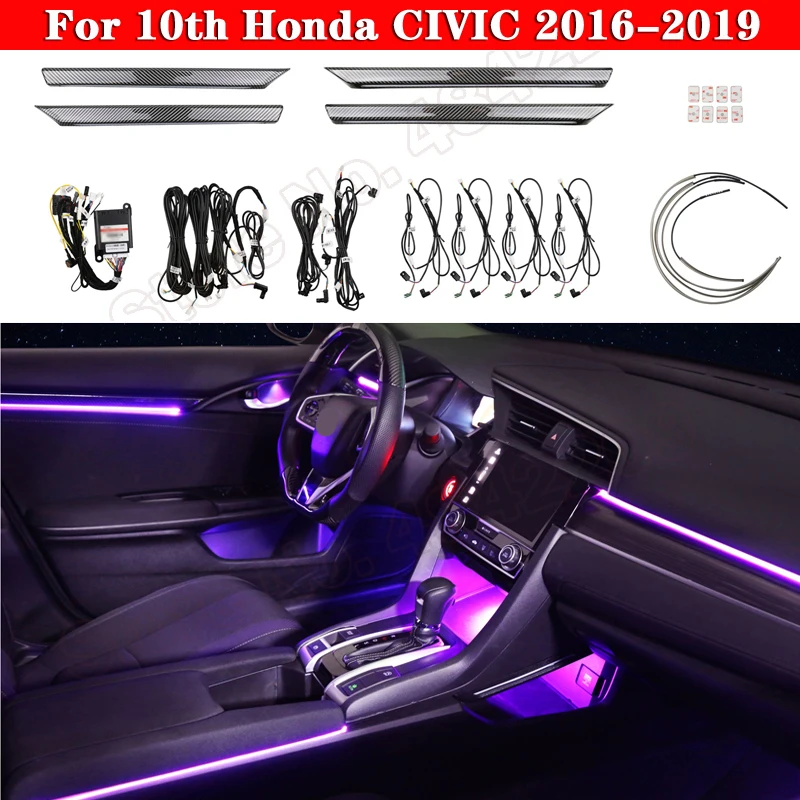 Ambient Light For 10th Honda CIVIC 2016-2019 Button And APP Control ...
