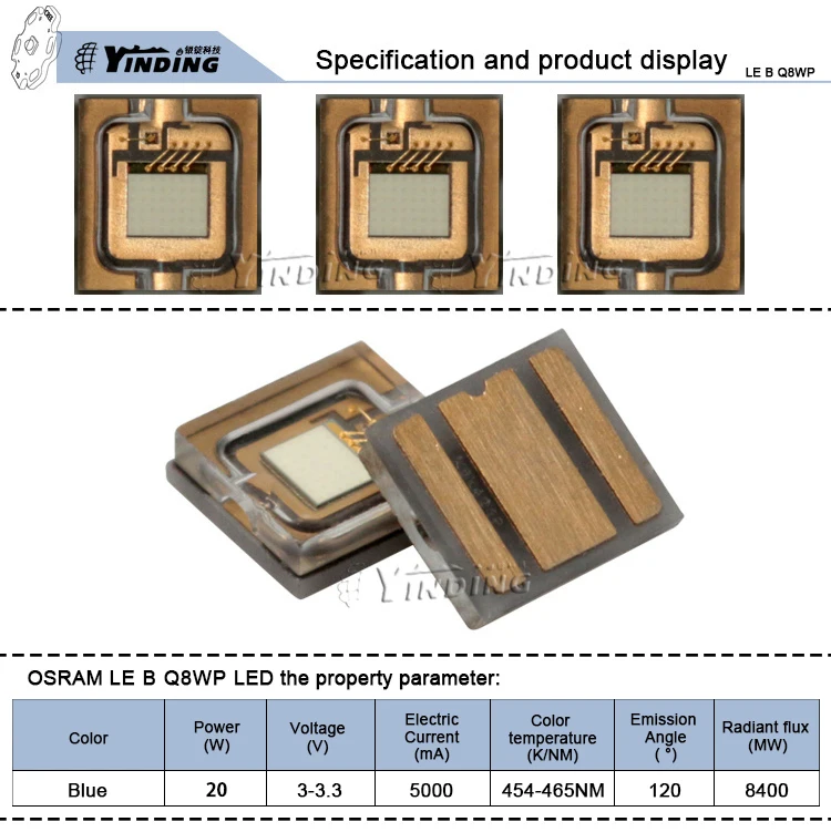 OSTAR LE B Q8WP 고출력 발광 다이오드, 블루 라이트 무대 광원 프로젝터, 수술용 라이트 윅, 30W, 455 465nm|라이트 비드| - AliExpress