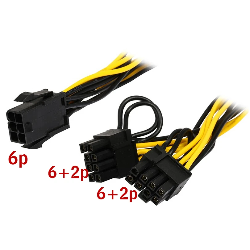 6pin to 2*8pin(6+2)pin for miner Molex 6 pin PCI E to 2*PCIe 8 (6+2 ...