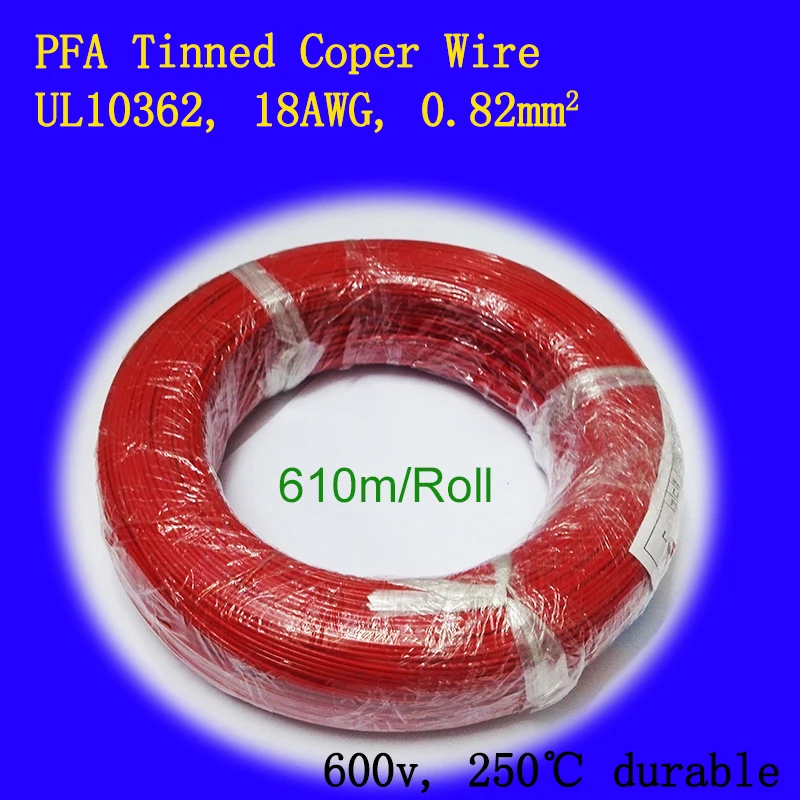 UL10362 18AWG PFA Materiale di Filo Elettrico, 600V Cavo Elettrico di Illuminazione Della ...