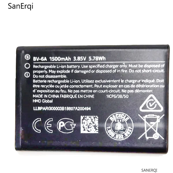 10pcs 1500mah Bv 6a Battery For Nokia Banana 2060 3060 5250 C5 03 8110