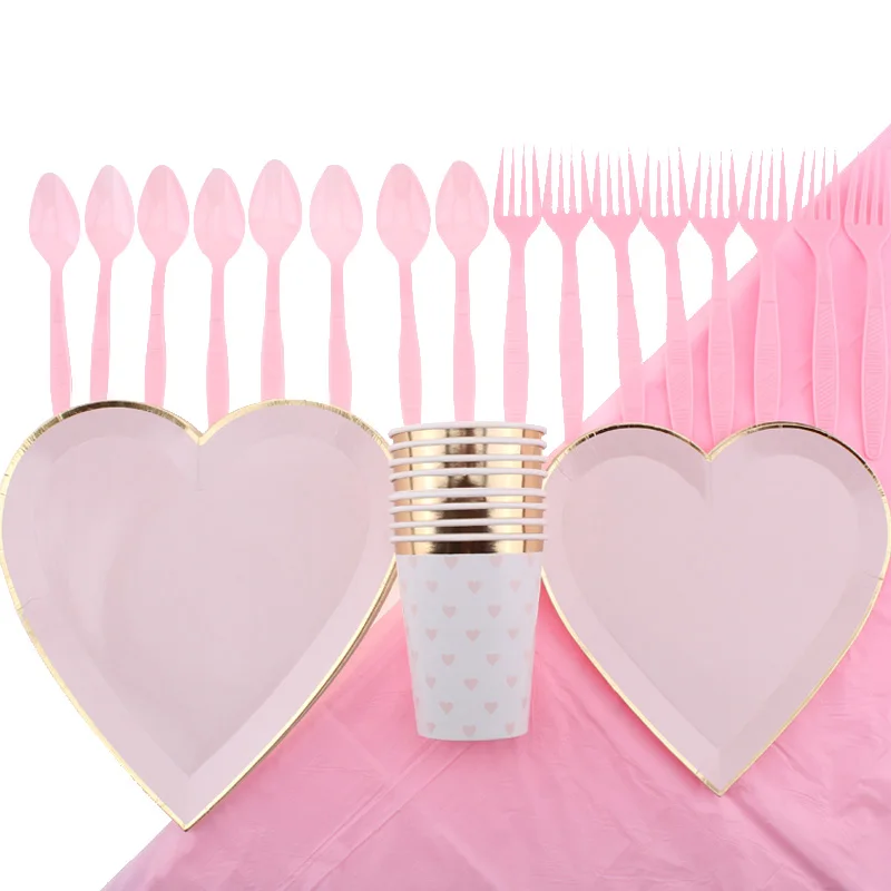Pink-Wedding-Anniversary-Valentine-s-Day-Disposable-Heart-shaped ...