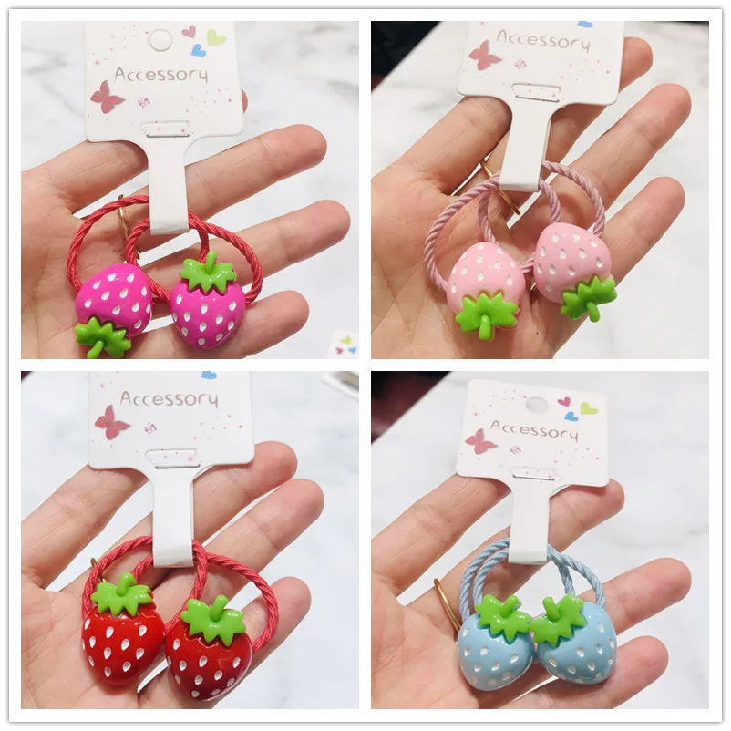 2Pcs-Strawberry-Hair-Accessories-Children-Rubber-Bands-Scrunchies ...