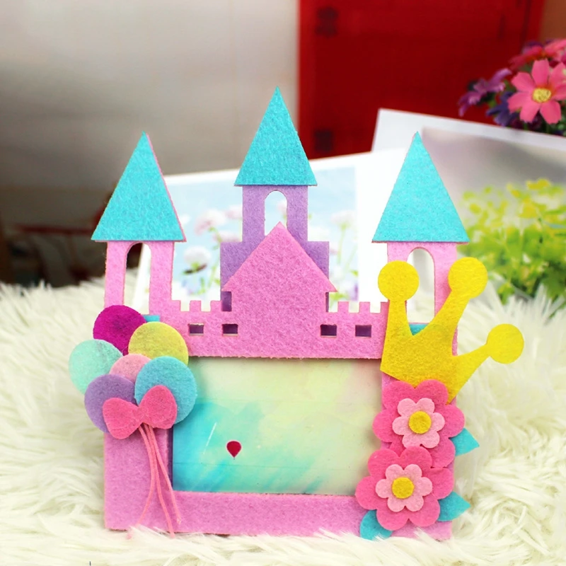 Lovely Cartoon Castle Photo Frame Felt Diy Package Practical ...