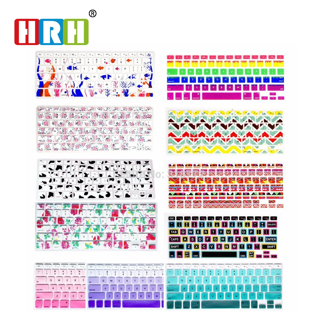 HRH Slim Dust Cover Silicone Flower Rainbow English Keyboard Cover ...