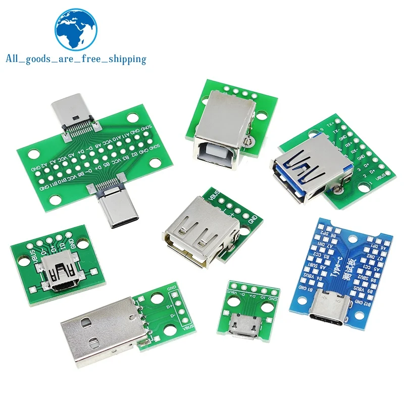 Conector Macho Usb Mini Micro Usb Para Dip Adaptador Conector Fêmea 2. ...