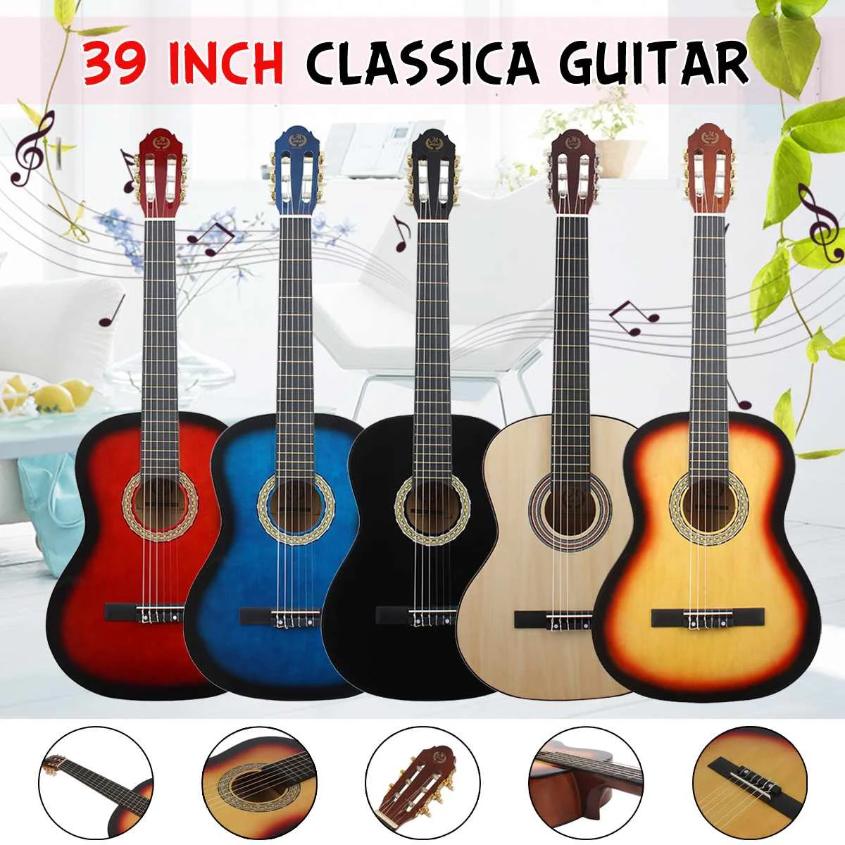 39 Inch Guitar Guitarra Acoustic Folk Guitar for Beginner Practice ...