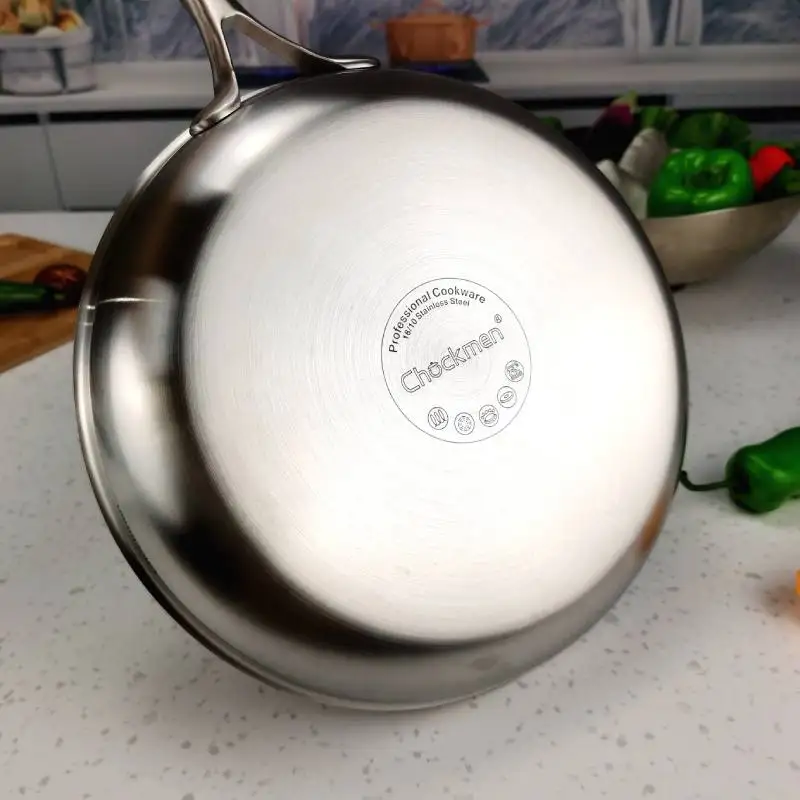 팬 5 층 클립 구리 1810 스테인레스 스틸 냄비 스티커 프라이팬 비 코팅 평평한 바닥 비 접착 스테이크 26cm