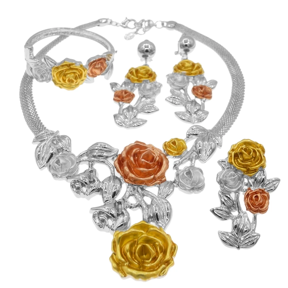Fashion Italian Gold Rose Gold Jewelry Set Luxury Color Rose Wedding ...