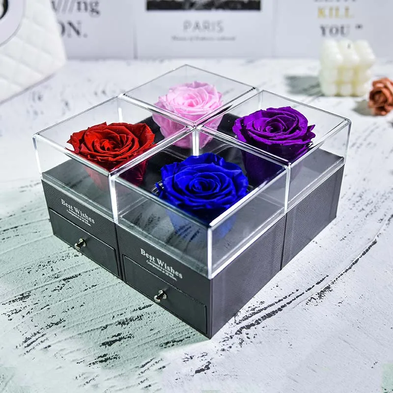 Eternal-Rose-Jewelry-Box-with-Love-Necklace-Preserved-Flowers-Proposal ...