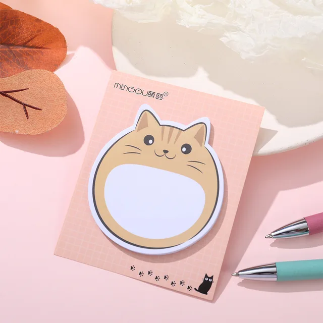 30 sheets Kawaii Chubby Cat Sticky Notes Memo Pad Bookmarks Cute N ...