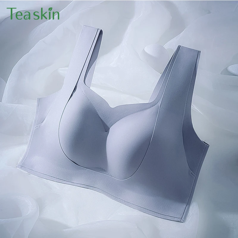 Tea Skin Push Up Bra Wirefree Underwear Seamless Support Bralette Soft ...