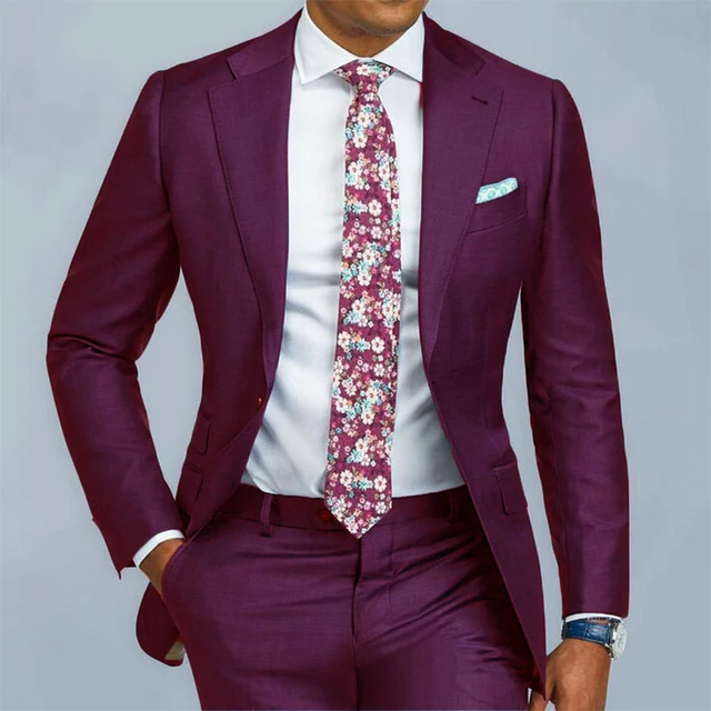 RONGKIM Traje Para Hombre, Color Morado, Para Novio, Tuxedos, Novios ...