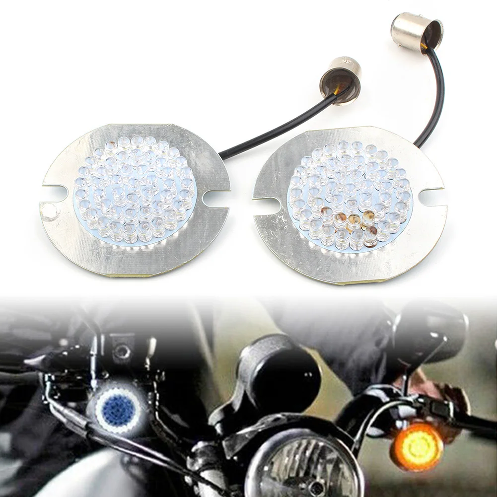 2Pcs Motorcycle Turn Signal Light Indicator Inserts 1157 LED Lights ...