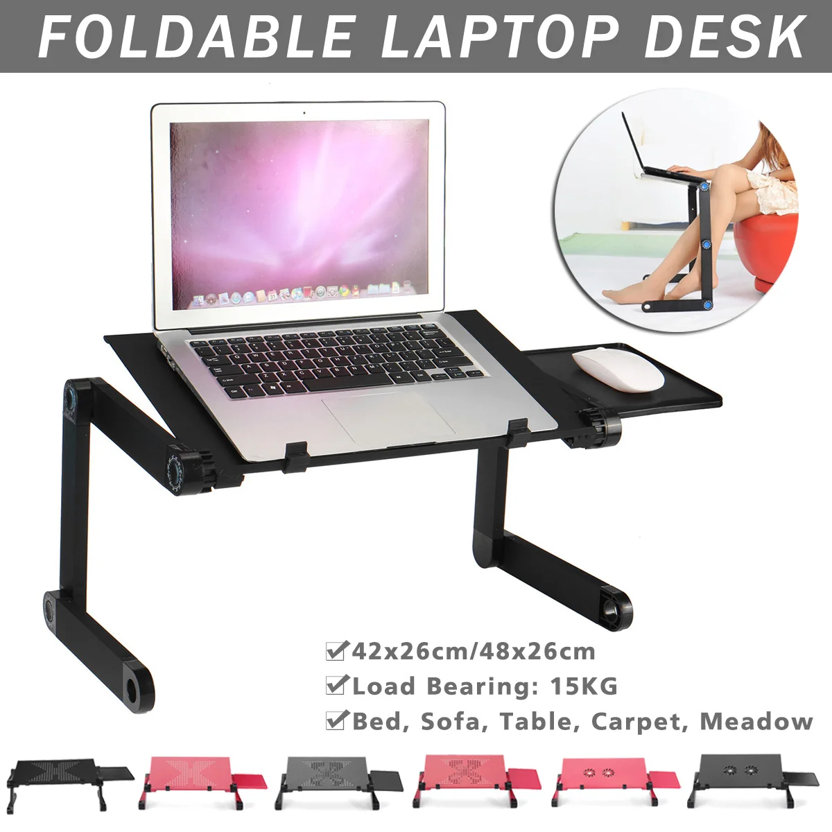 Aluminum Laptop Folding Table Computer Desk Stand For Bed 360 Degree ...