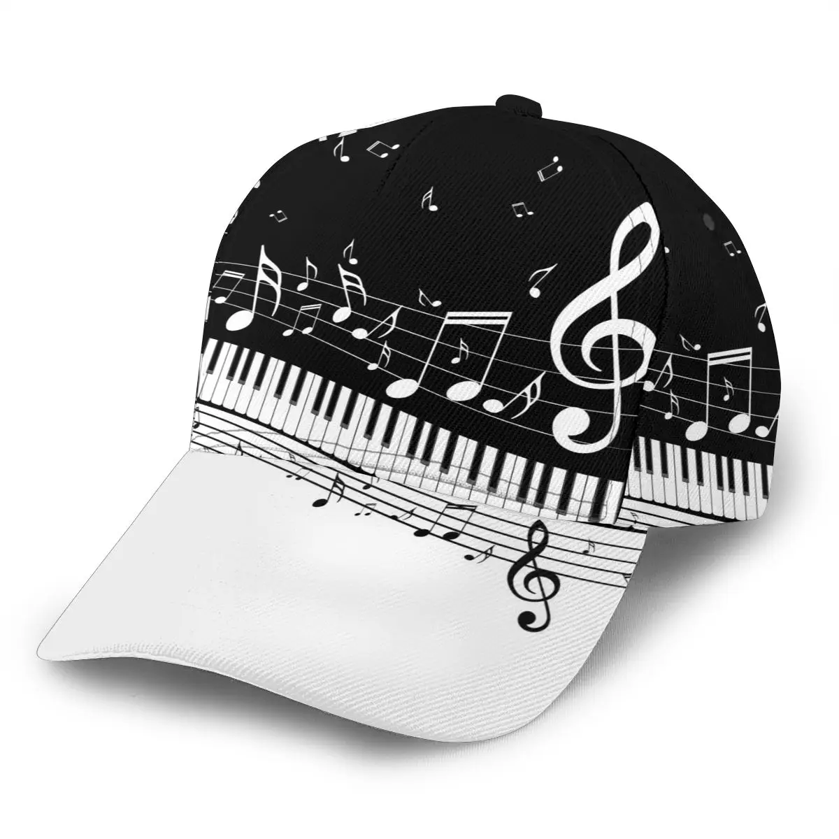 Abstract Piano Keys With Musical Notes Outdoor Sport Caps Baseball Hat ...