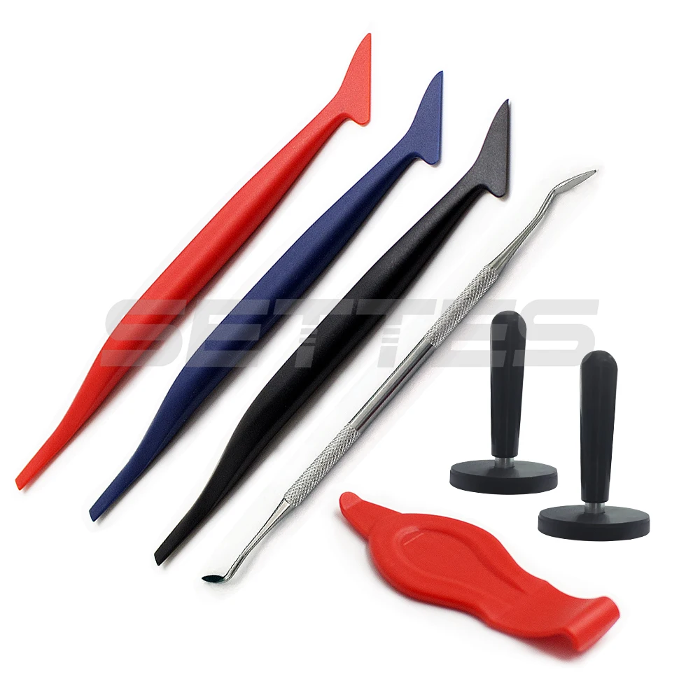 7pcs 탄소 섬유 마이크로 자석 스티커 스틱 스퀴지 비닐 자동차 랩 도구 키트 자석 포장 스크레이퍼 스타일링 액세서리