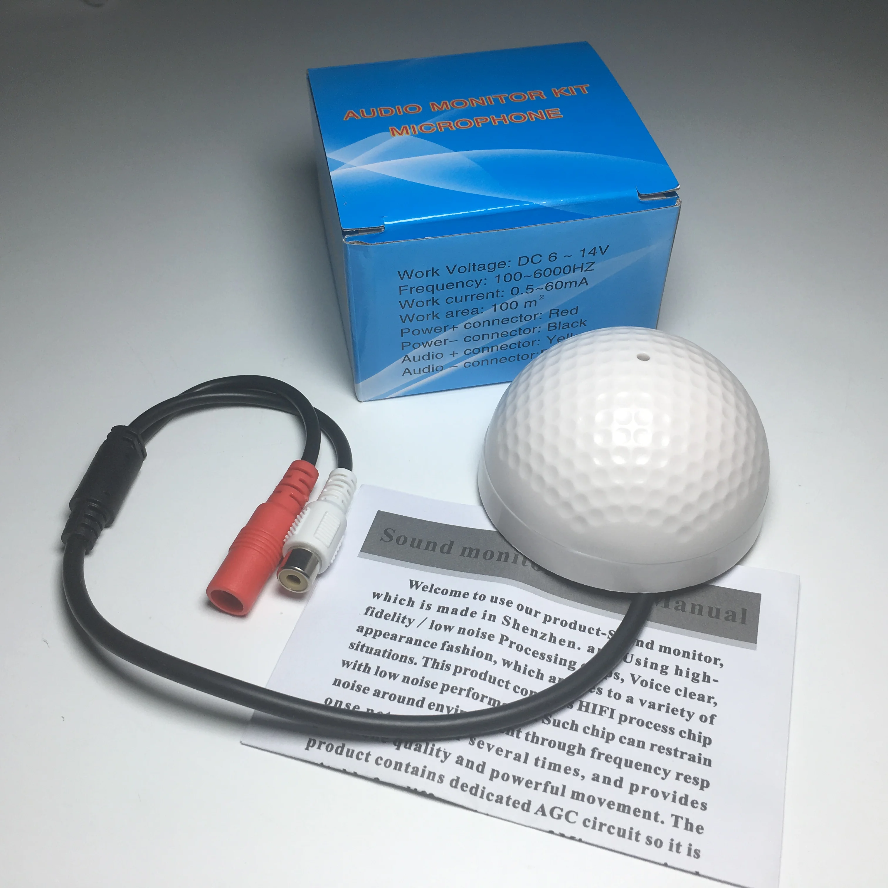 CCTV Microphone Audio Pick up Device High Sensitivity 12V DC Ceiling ...