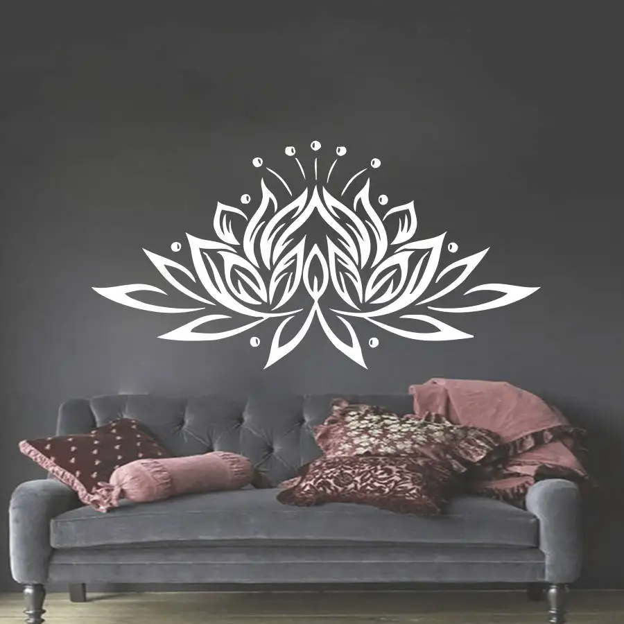 Beautiful Lotus Mandala Wall Decal Bedroom Sticker Lotus Flower Yoga ...