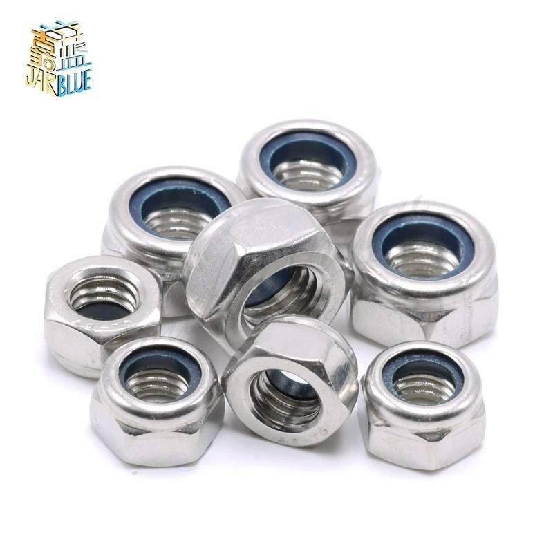 (20 pc/lot) A2 Stainless Steel 304 DIN985 Nylon Insert Lock Nuts/Nylon Tuercas M2,M2.5,M3,M4,M5 ...