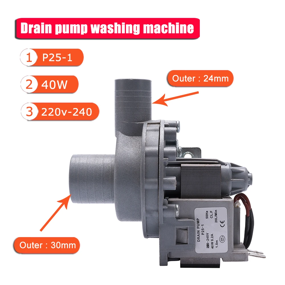 40W washing machine high pressure drain pump motor 30mm/24mm 220V 50HZ ...