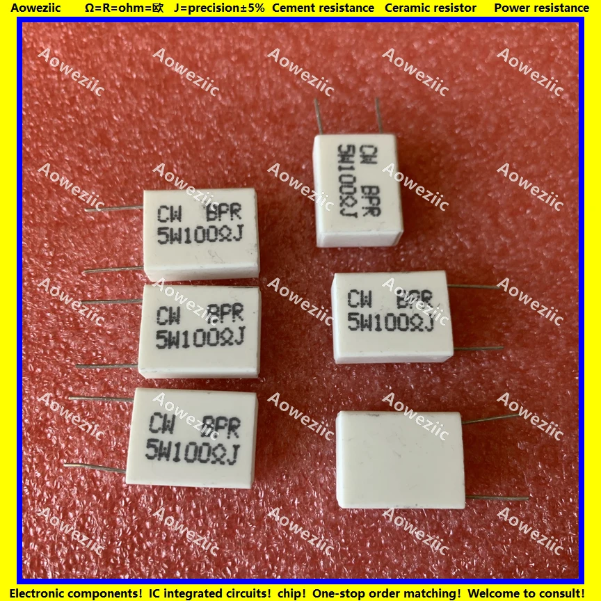 10Pcs-Inductionless-Cement-Resistor-5W-100-ohm-100R-100RJ-5W100RJ ...