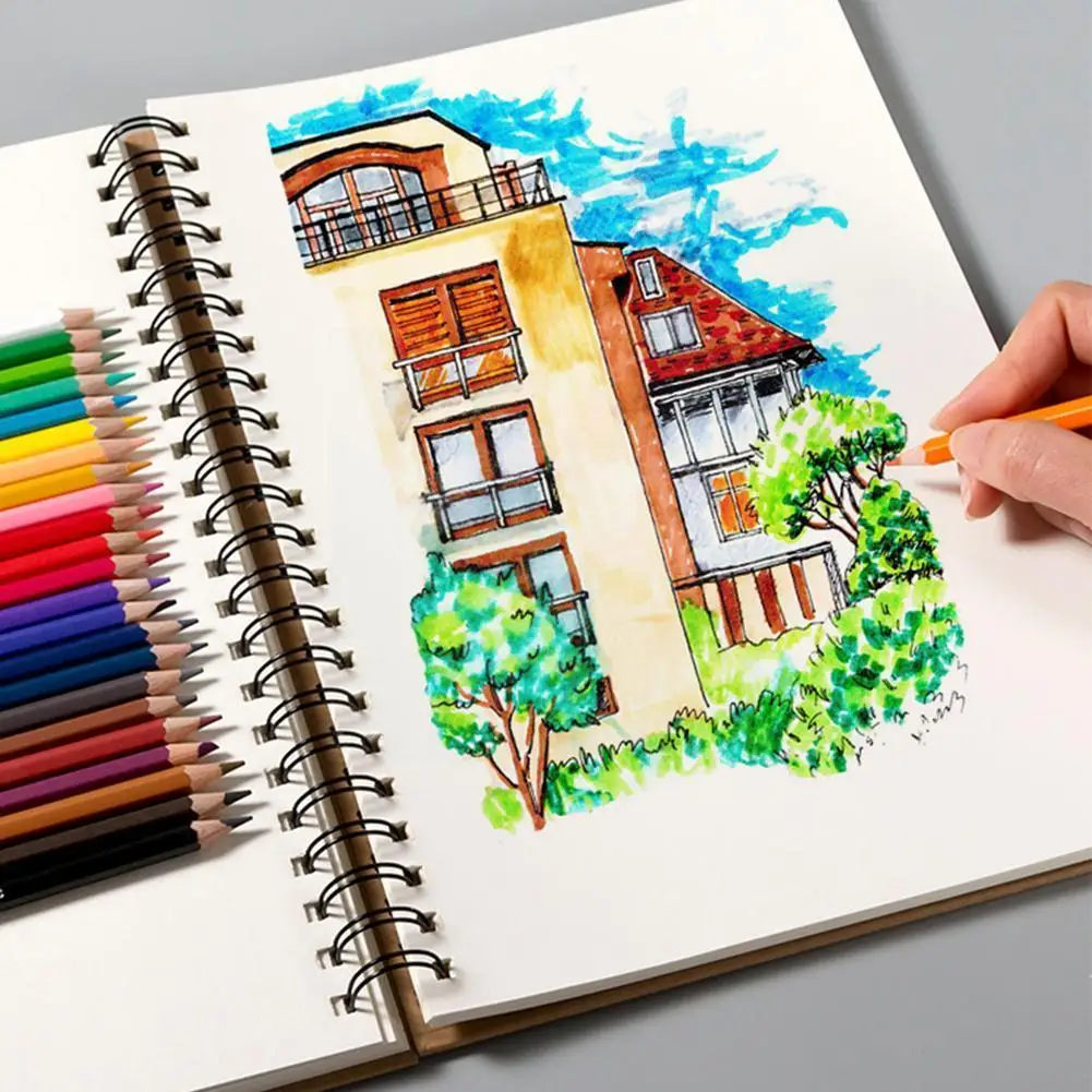 Retro Coil Sketchbook Kraft Paper Notebook Sketch Painting Cover Soft ...