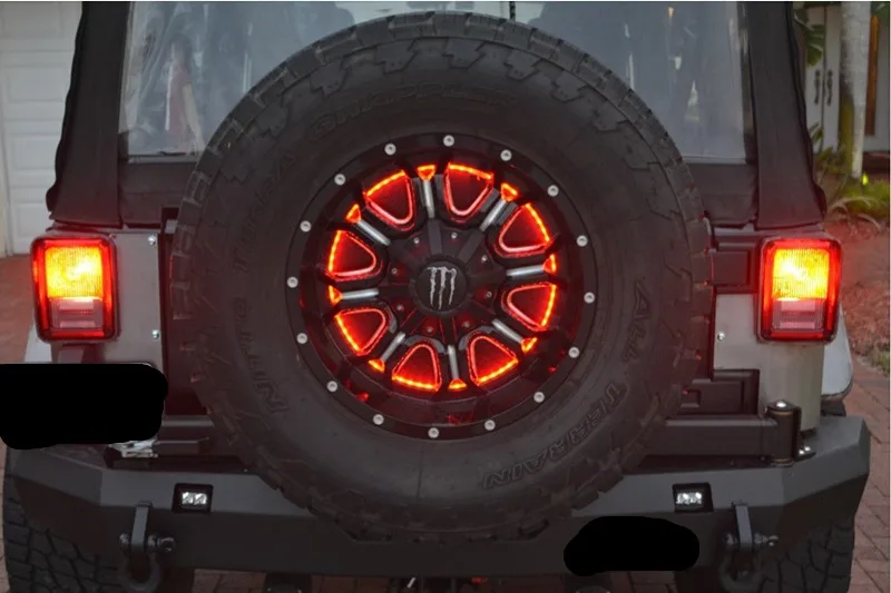 지프 라이트 용 스페어 타이어 휠 Led 지프 랭글러 용 제 3의 제 3의 브레이크 램프 링 Jk Tj Lj Yj Cj 액세서리 브레이크 라이트 Led 링시그널 램프