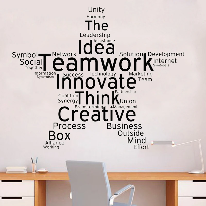 Teamwork-Vinyl-Wall-Decal-Office-Study-Decoration-Star-Words-Cloud ...
